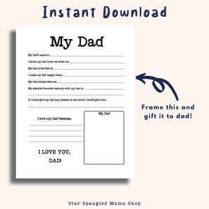 Father's Day Gift, My Dad Printable, Instant Download, Dad Day ...