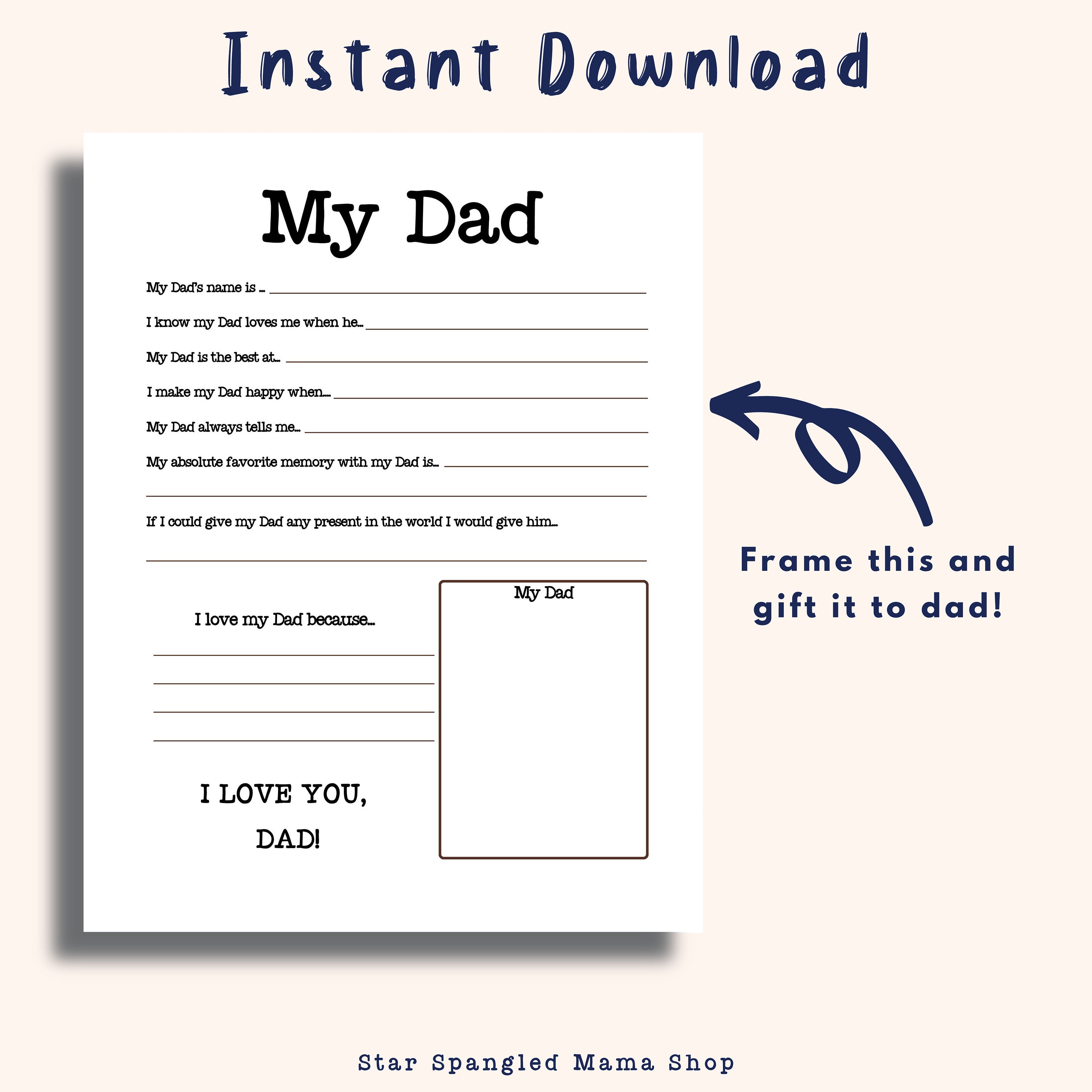 Father's Day Gift, My Dad Printable, Instant Download, Dad Day ...