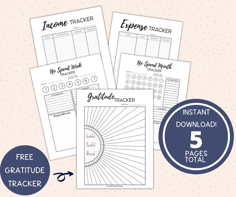 No Spend Bundle, No Spend Month Tracker, No Spend Week Tracker, Expense ...