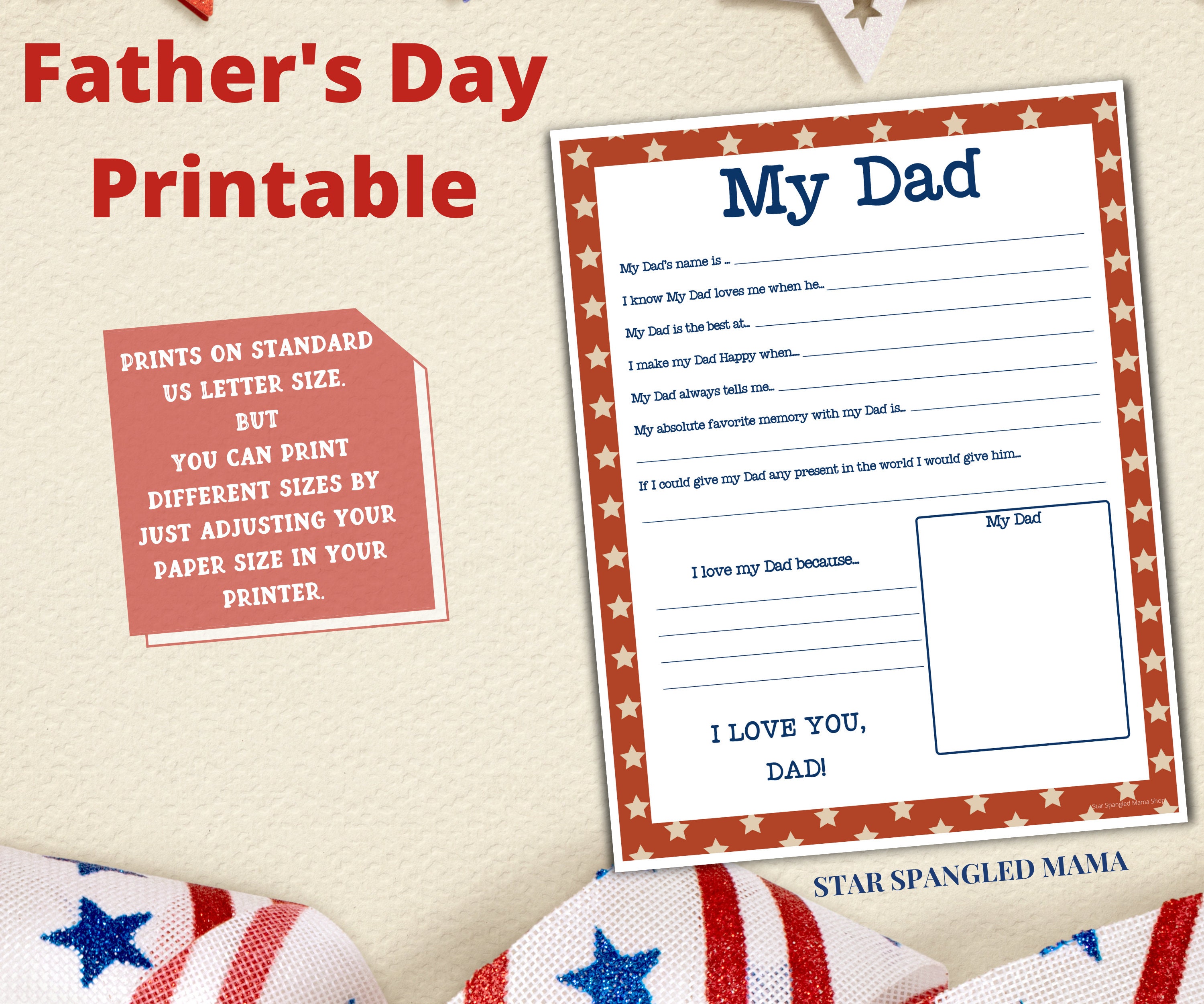 Father's Day Gift, My Dad Printable, Instant Download, Dad Day ...
