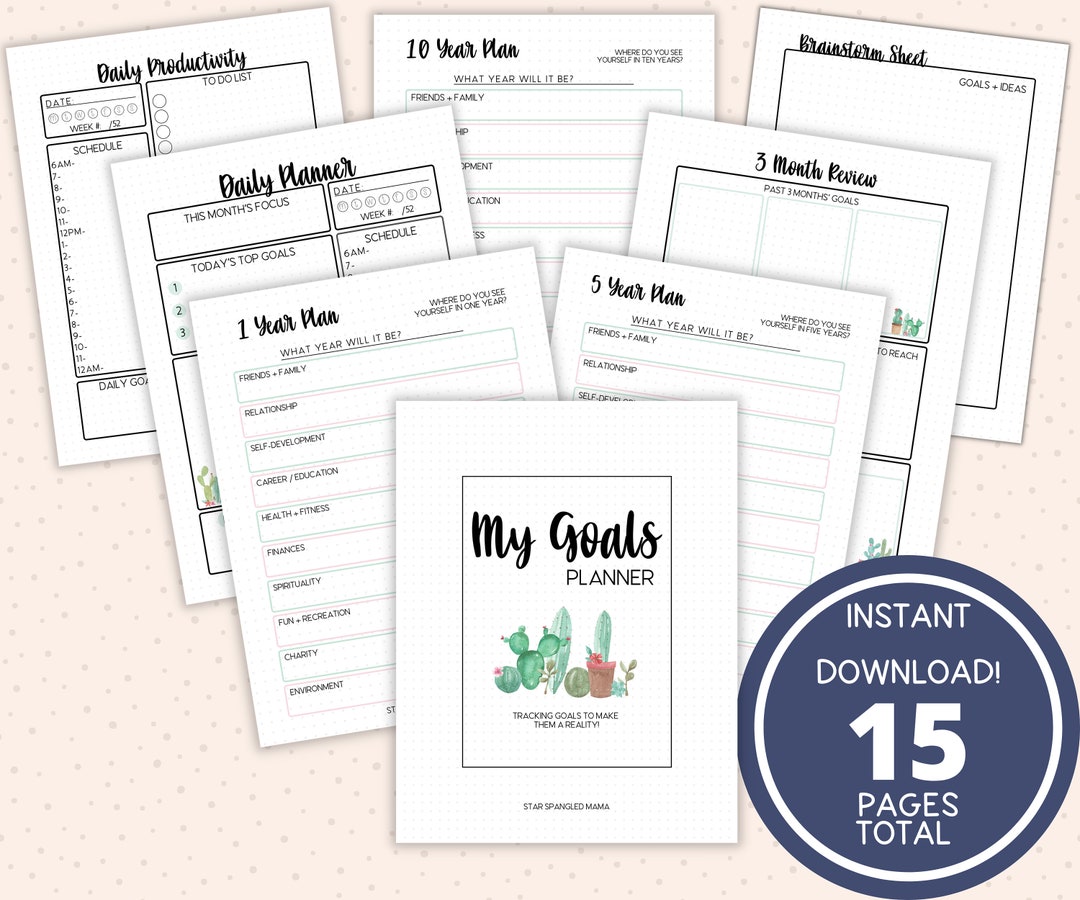 Cactus Goal Planner: Daily, Monthly, Yearly (PDF Download) - Etsy
