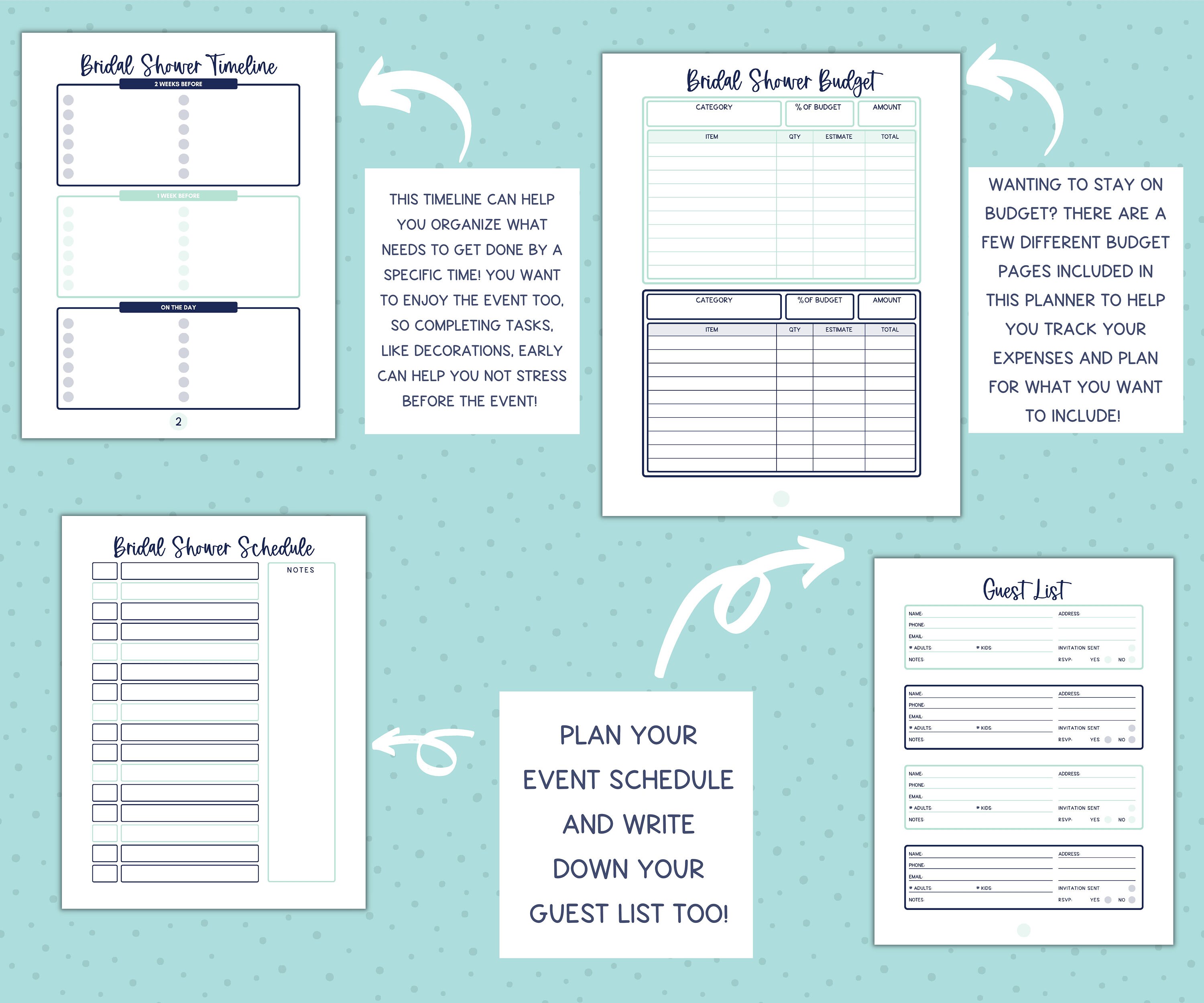 Complete Bridal Shower Printable Planner Planning a Bridal | Etsy