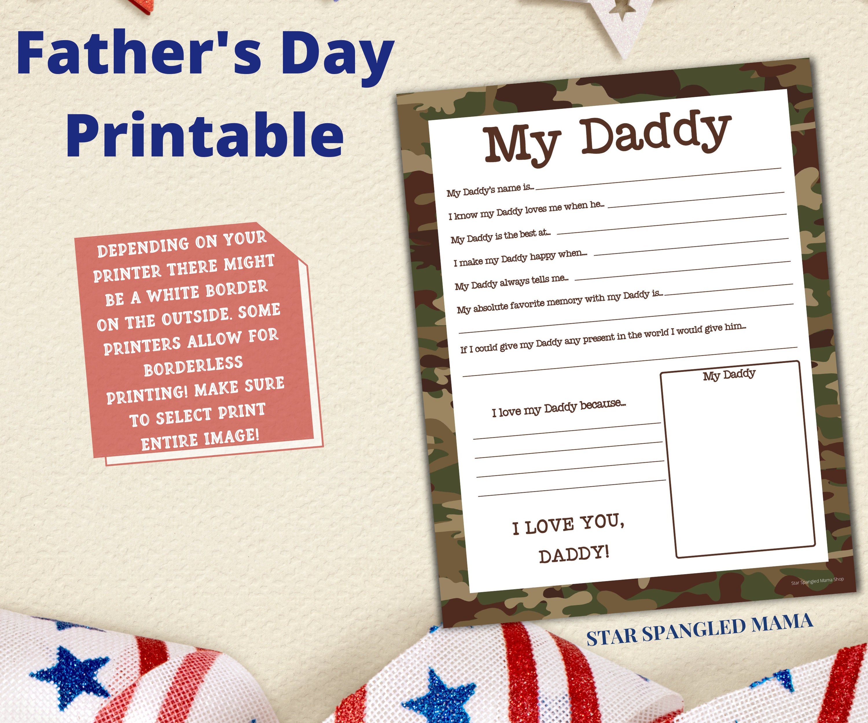 Father's Day Gift, My Dad Printable, Military Dad, My Daddy Printable ...