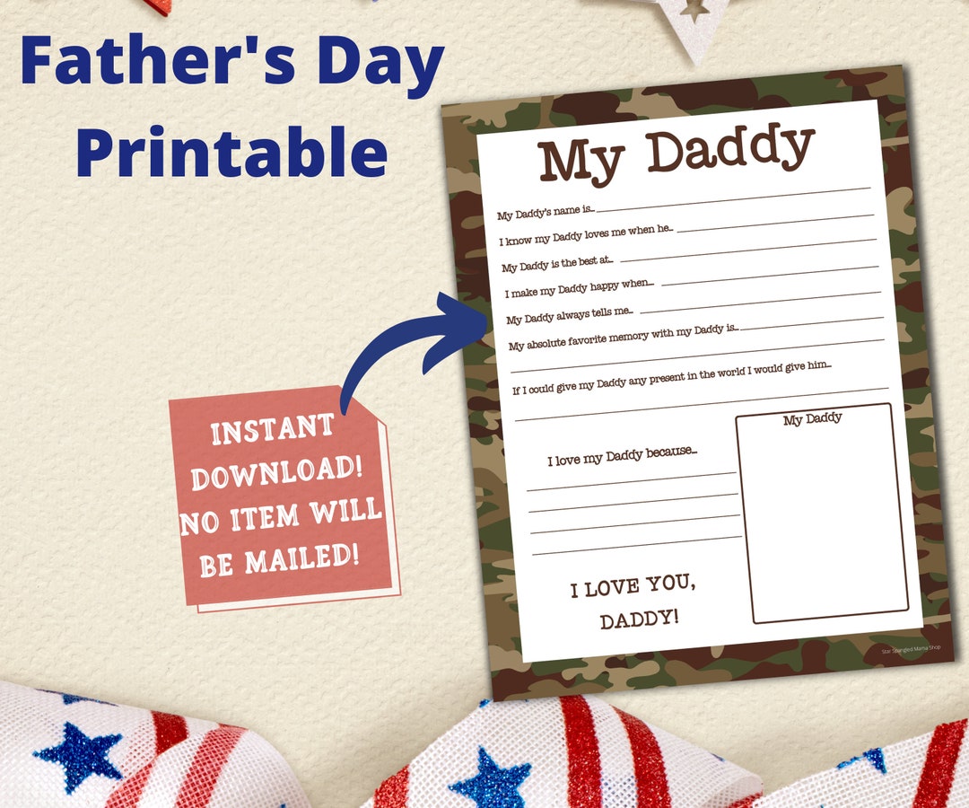 Father's Day Gift, My Dad Printable, Military Dad, My Daddy Printable ...