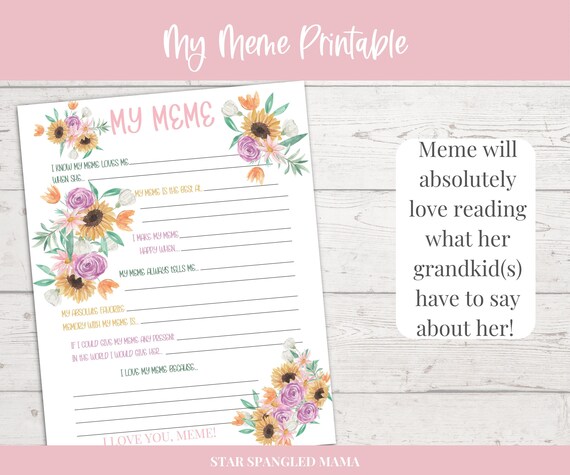 Meme Gift My Meme Printable Instant Download Mom Day | Etsy