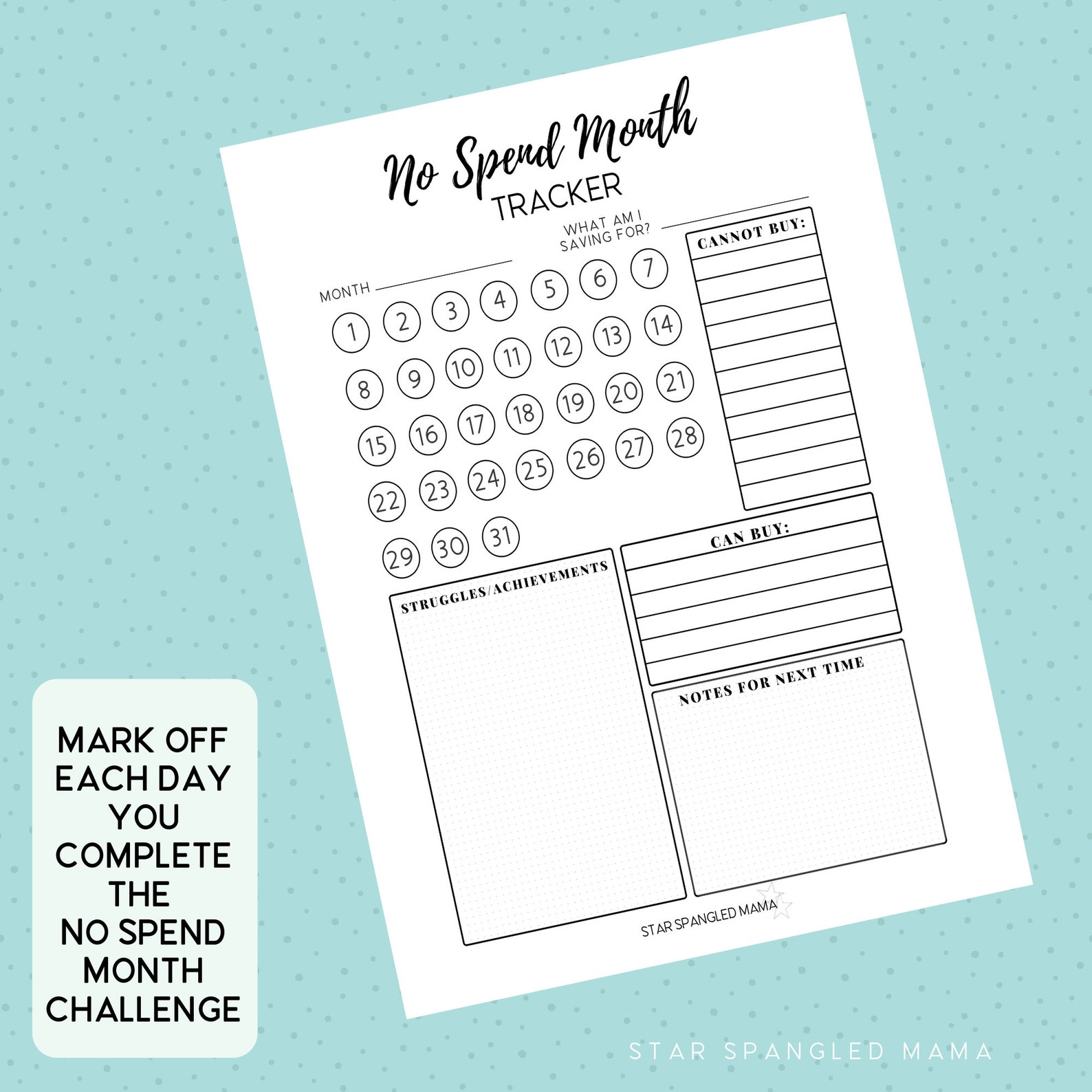 No Spend Bundle No Spend Month Tracker No Spend Week - Etsy