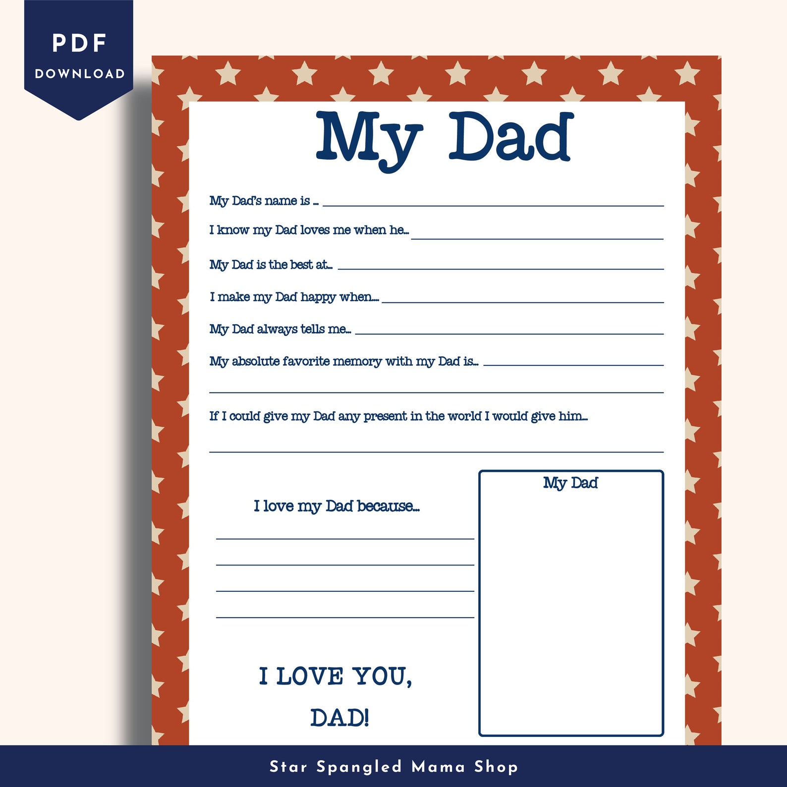 Father's Day Gift, My Dad Printable, Instant Download, Dad Day ...