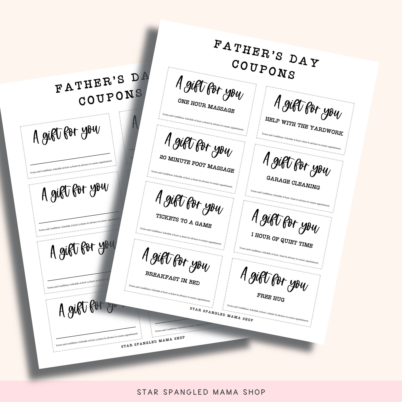 Father's Day Coupons, Printable Coupon, Instant Download, Dad Day ...