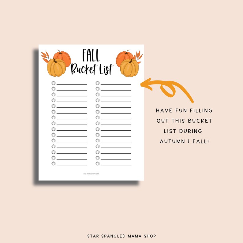 Printable Fall Bucket List: Blank Template (US Letter) (PDF) - Etsy