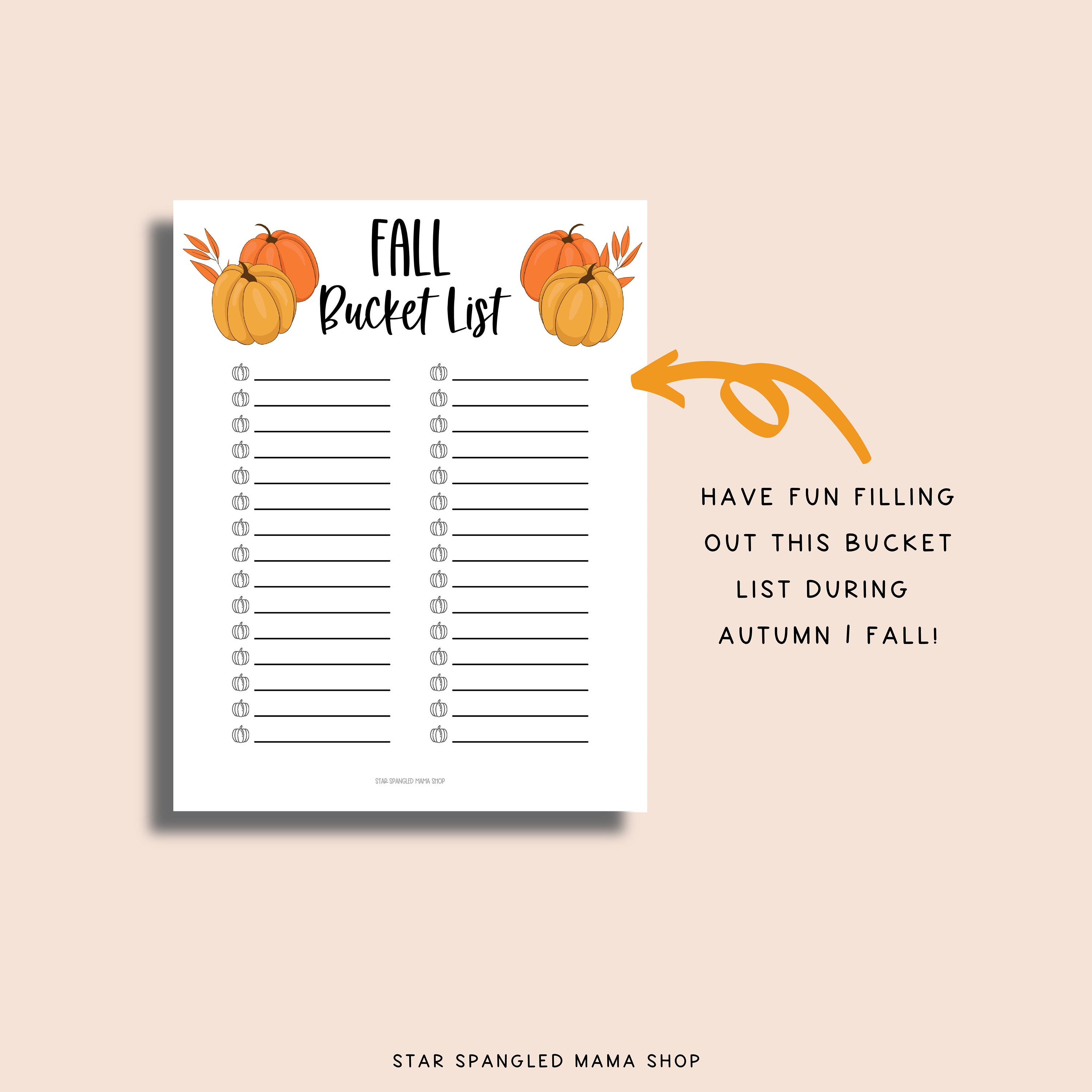 Printable Fall Bucket List: Blank Template (US Letter) (PDF) - Etsy