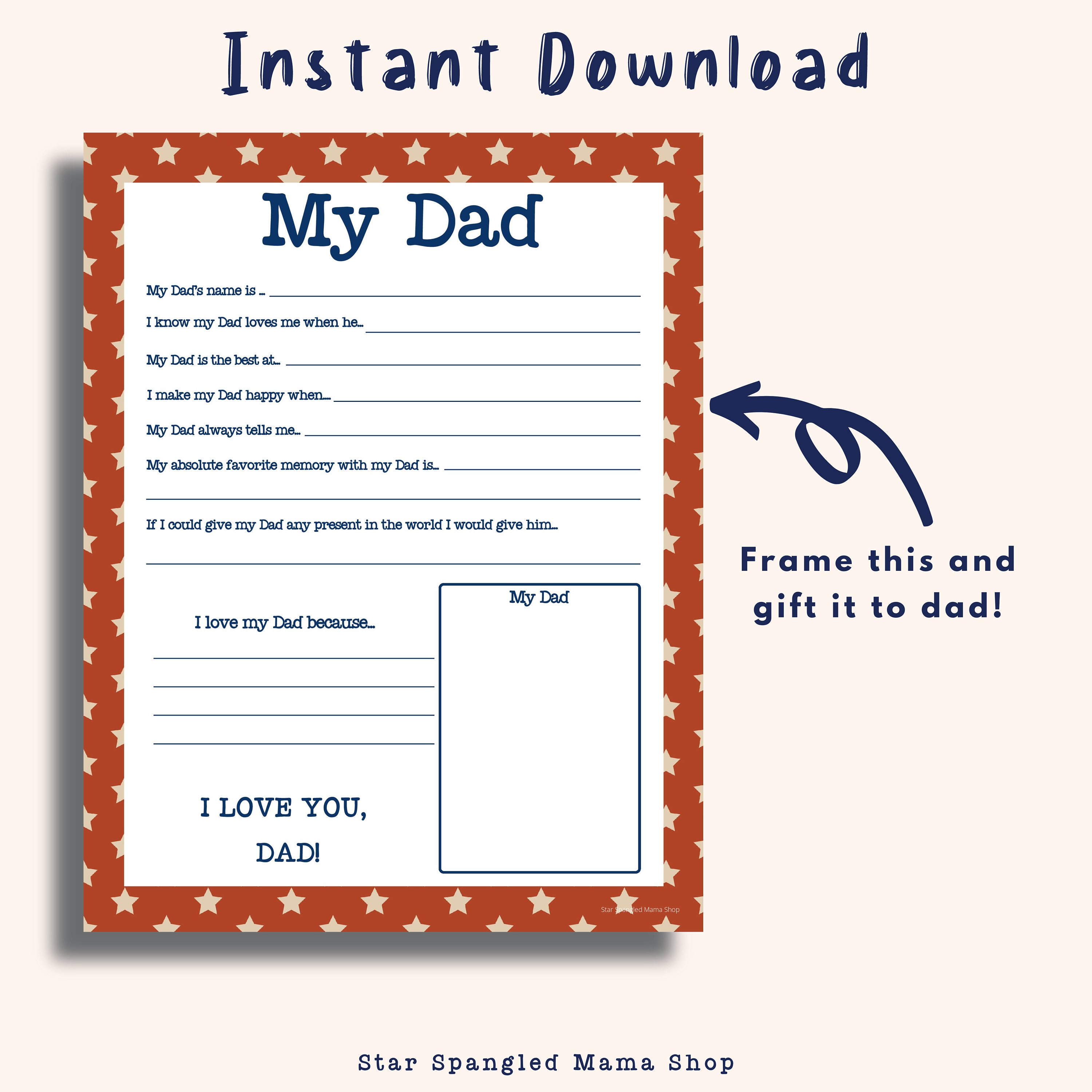 Father's Day Gift, My Dad Printable, Instant Download, Dad Day ...