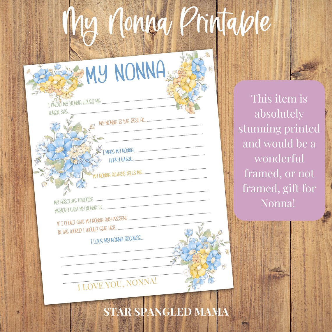 Nonna Gift, My Nonna, Instant Download, My Nonna Printable, Gift From ...