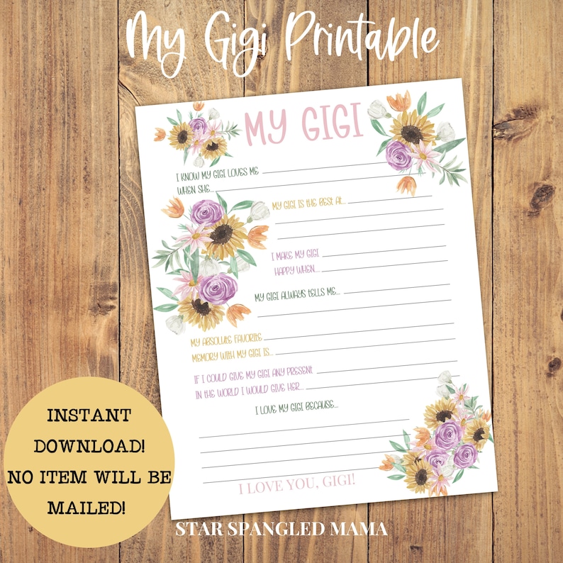 Gigi Gift, My Gigi, Instant Download, My Gigi Printable, Gift From ...