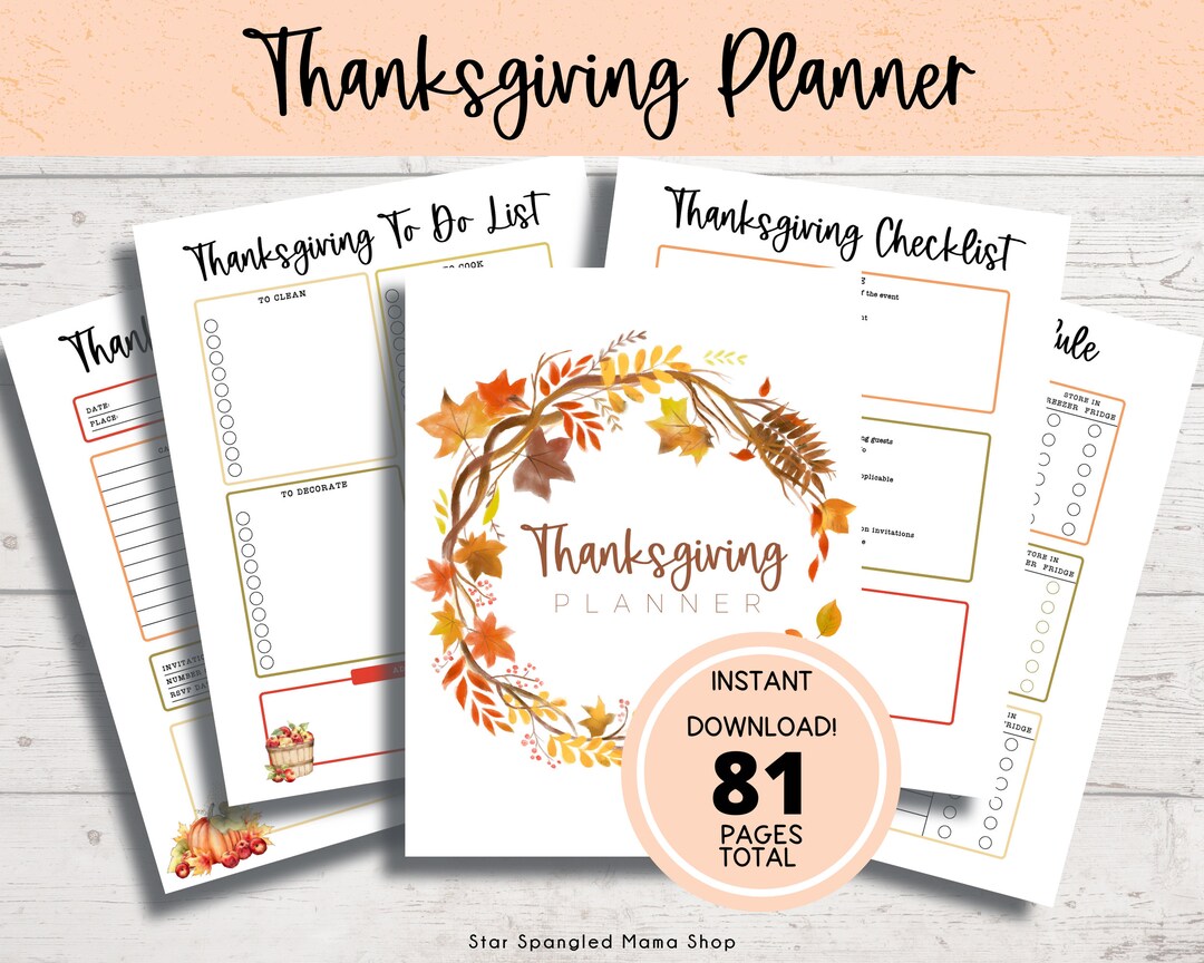 Printable Thanksgiving Planner, Thanksgiving Meal Planner, Thanksgiving ...