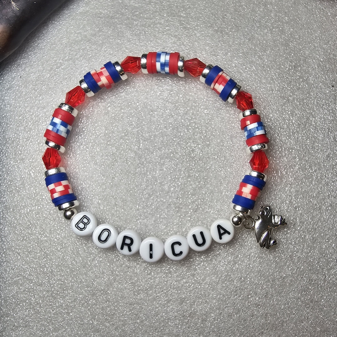 Puerto Rico Bracelet With Sliding Beads - Lighthouse, Palm Tree, Flag ...