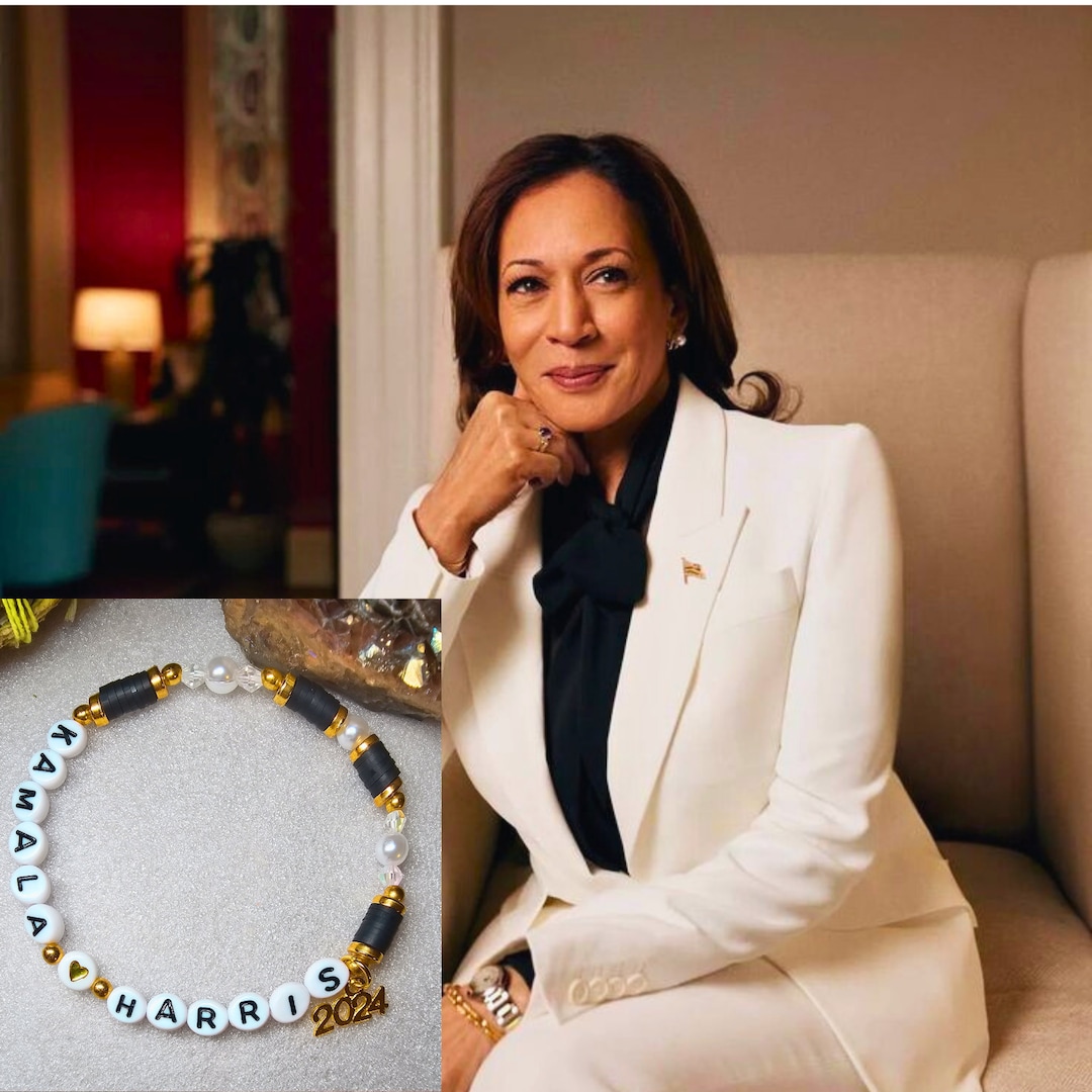 Kamala Harris Gold Heart Bracelet 2024 Beaded Word Bracelet For Women ...