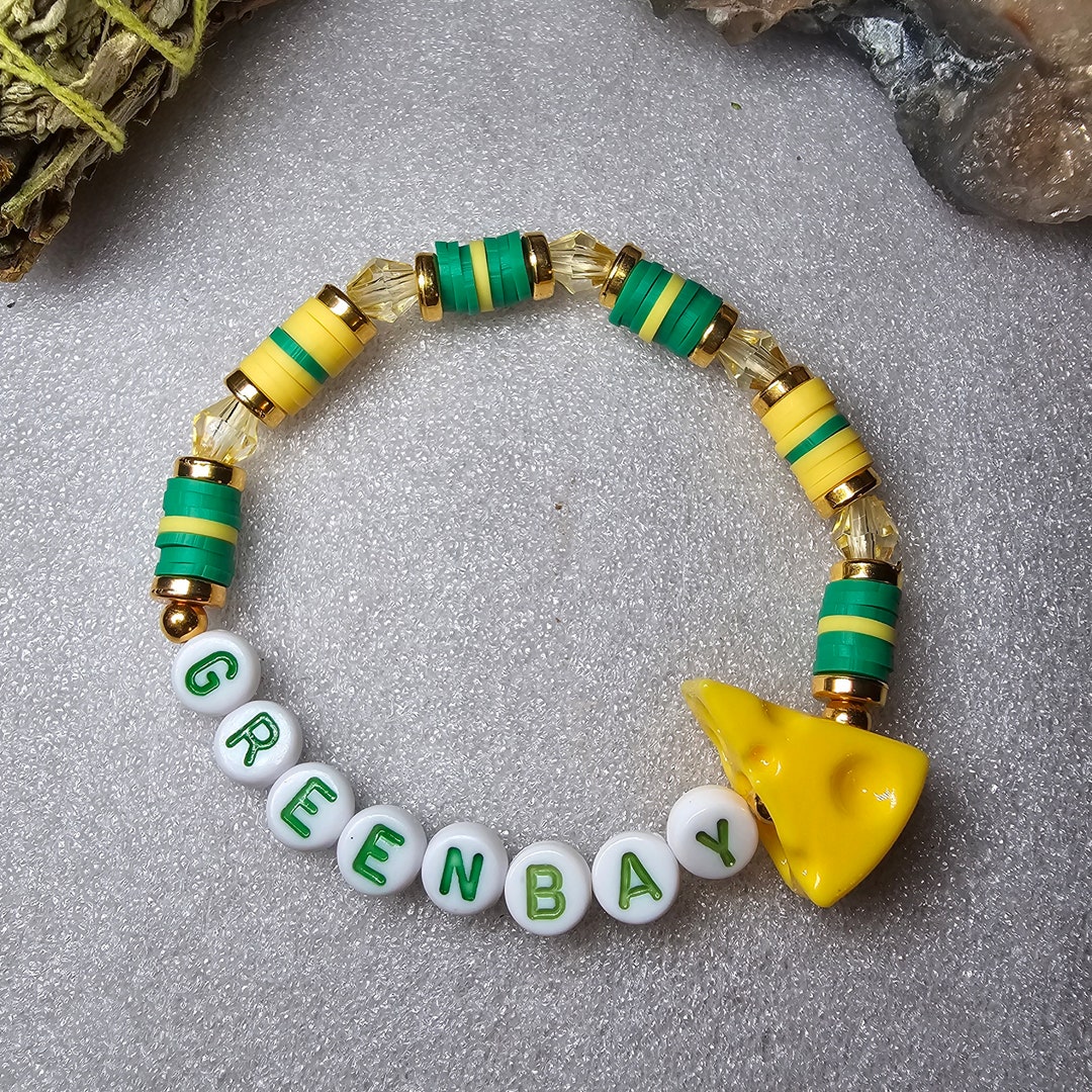 Greenbay Packers Bracelet Cheese Kandi Bead Bracelet Beaded Word ...