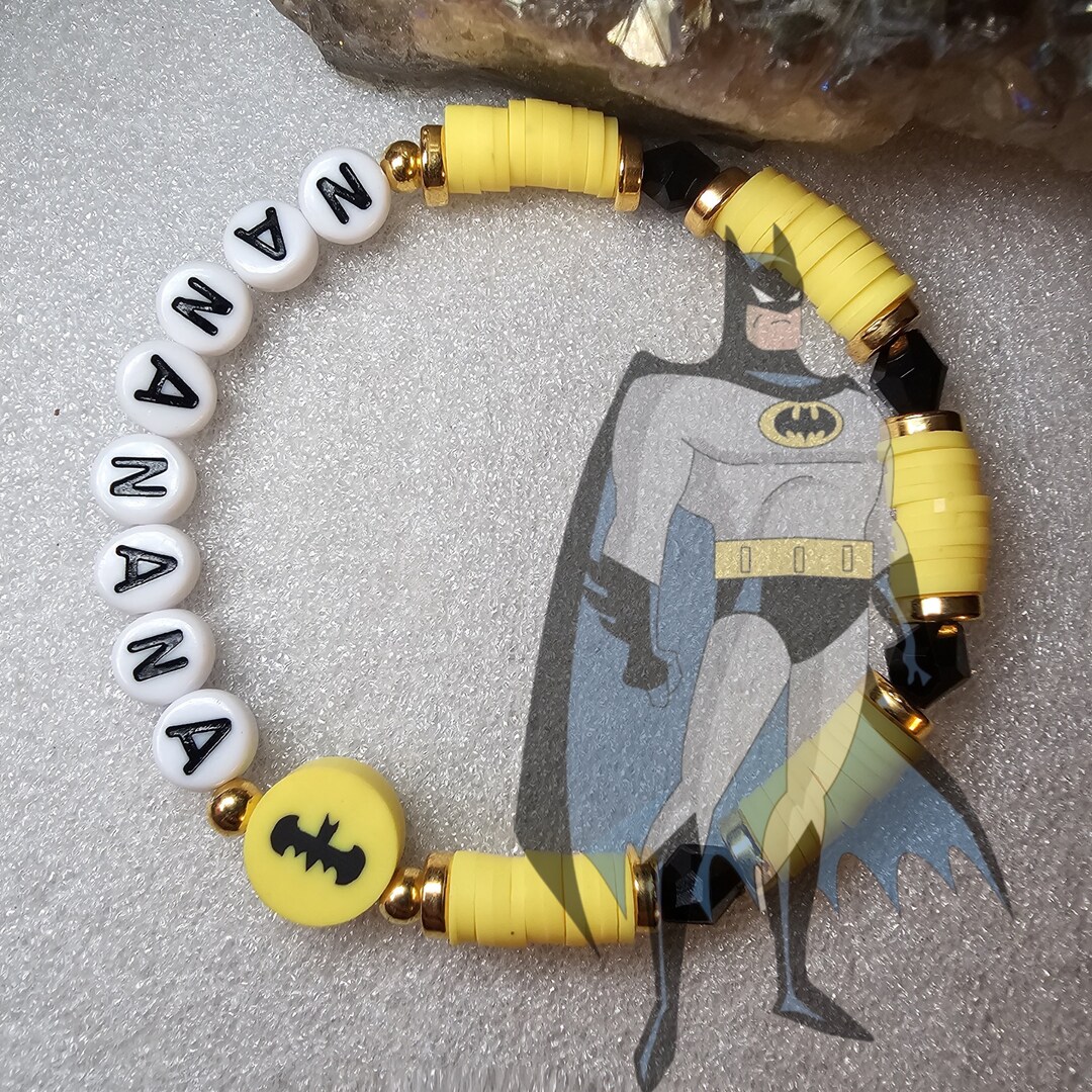 Batman Bracelet Nananana Batman Beaded Word Bracelet for Women Handmade ...