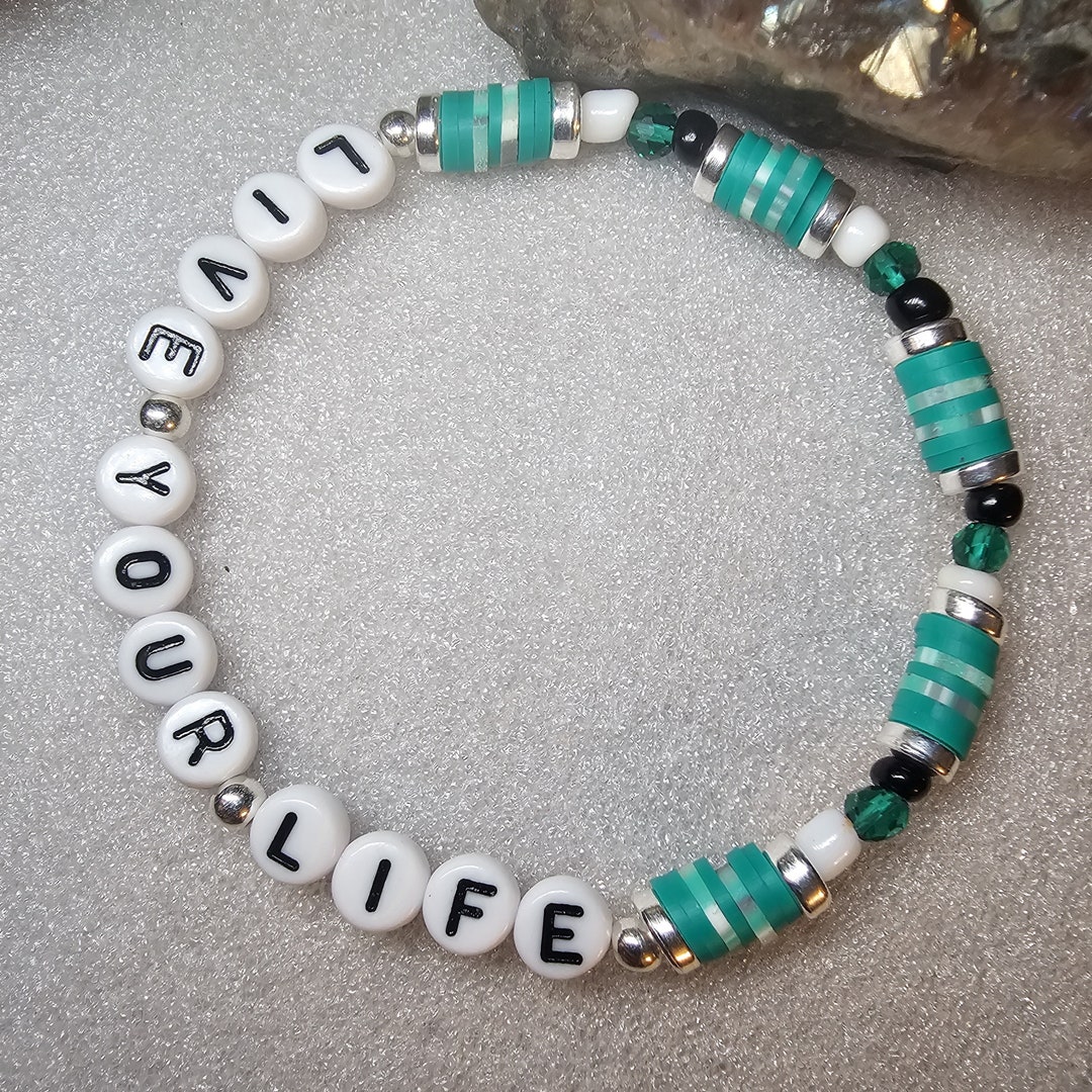 Live Your Life Beaded Word Bracelet for Women Handmade Heishi Bead ...