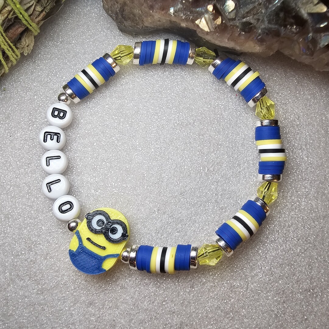 Minions Inspired Bracelet Minions Kandi Bead Bracelet Beaded Word ...