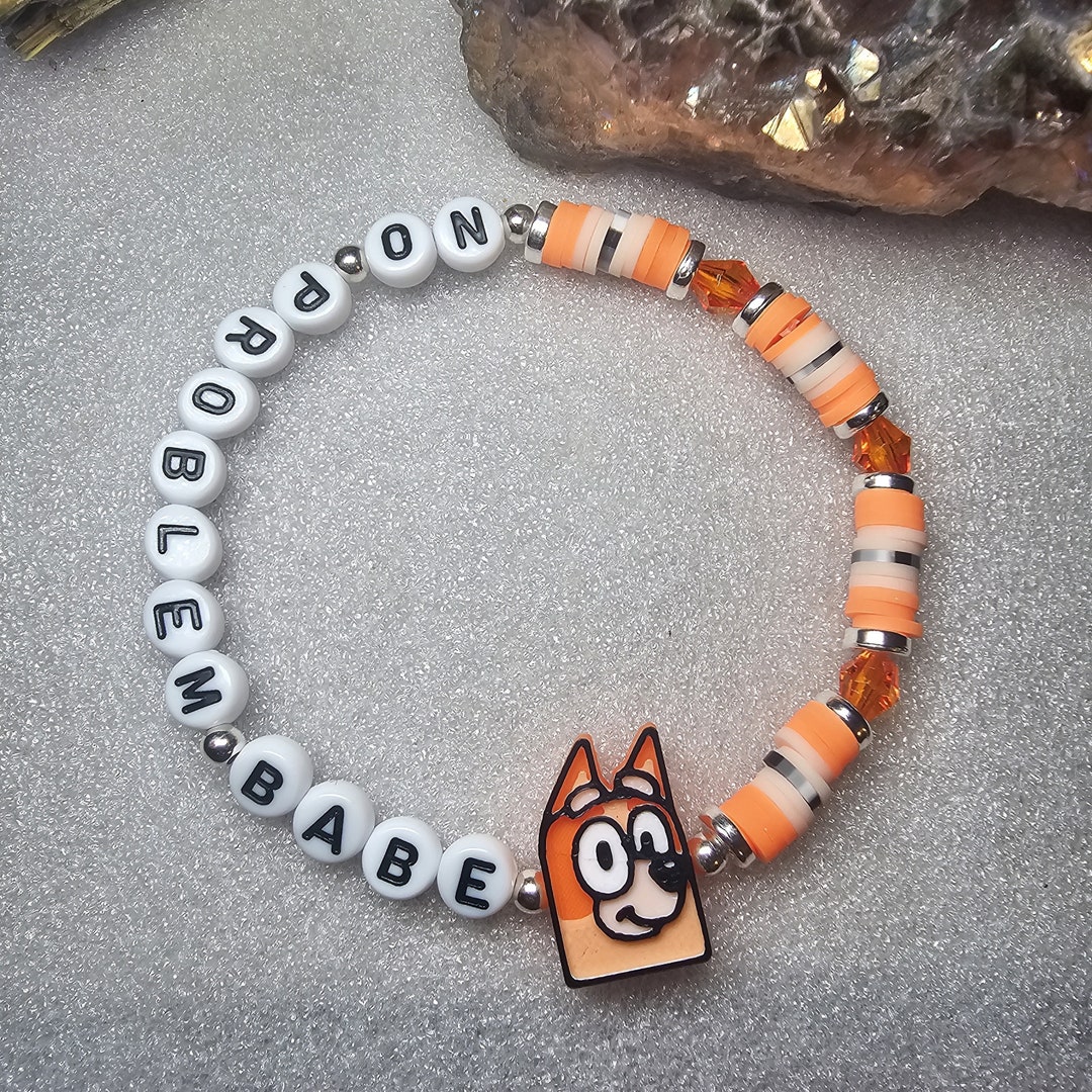 Bluey and Bingo Inspired Kandi Bead Bracelet No Problem Babe Beaded ...