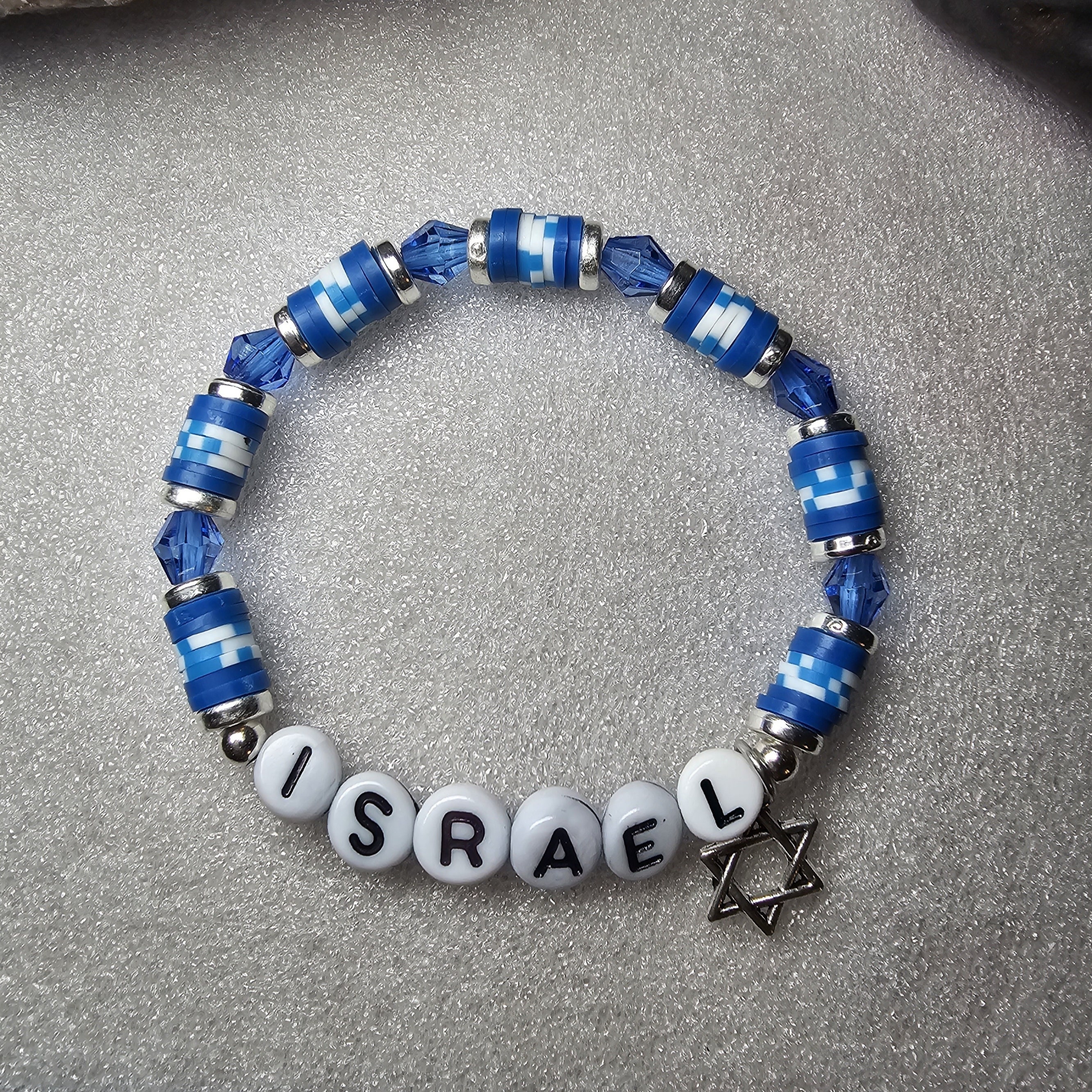 Israel Silver Jewish Star of David Beaded Word Bracelet for Women ...