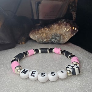 Lionel Messi Soccer Ball Beaded Word Bracelet for Women Handmade Heishi ...