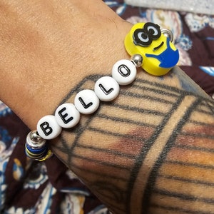 Minions Inspired Bracelet Minions Kandi Bead Bracelet Beaded Word ...