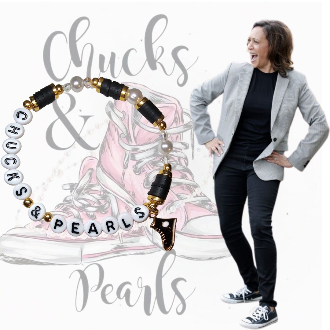 Chucks and Pearls Bracelet Kamala Harris 2024 Beaded Word Bracelet for ...