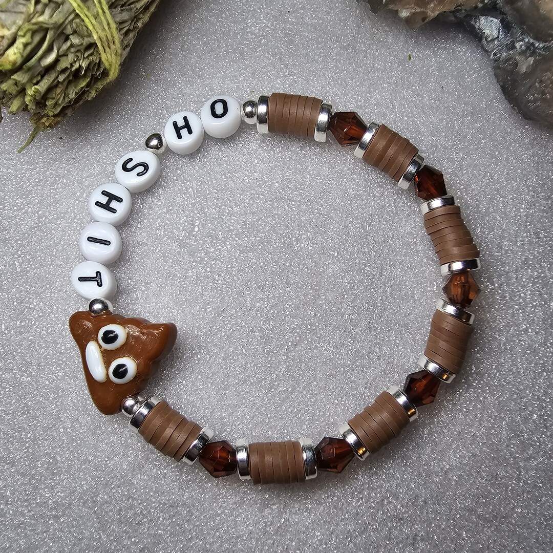 Oh Shit Snarky Swear Word Beaded Bracelet Poop Emoji Kandi Bead ...