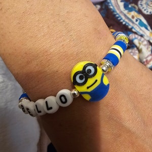 Minions Inspired Bracelet Minions Kandi Bead Bracelet Beaded Word ...