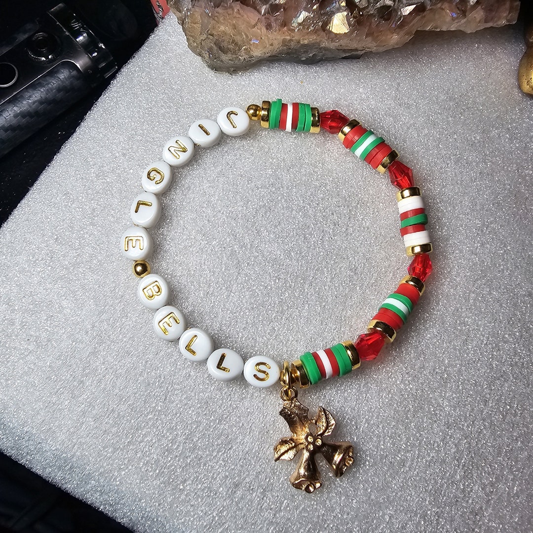 Jingle Bells Beaded Word Bracelet for Women Handmade Heishi Bead ...