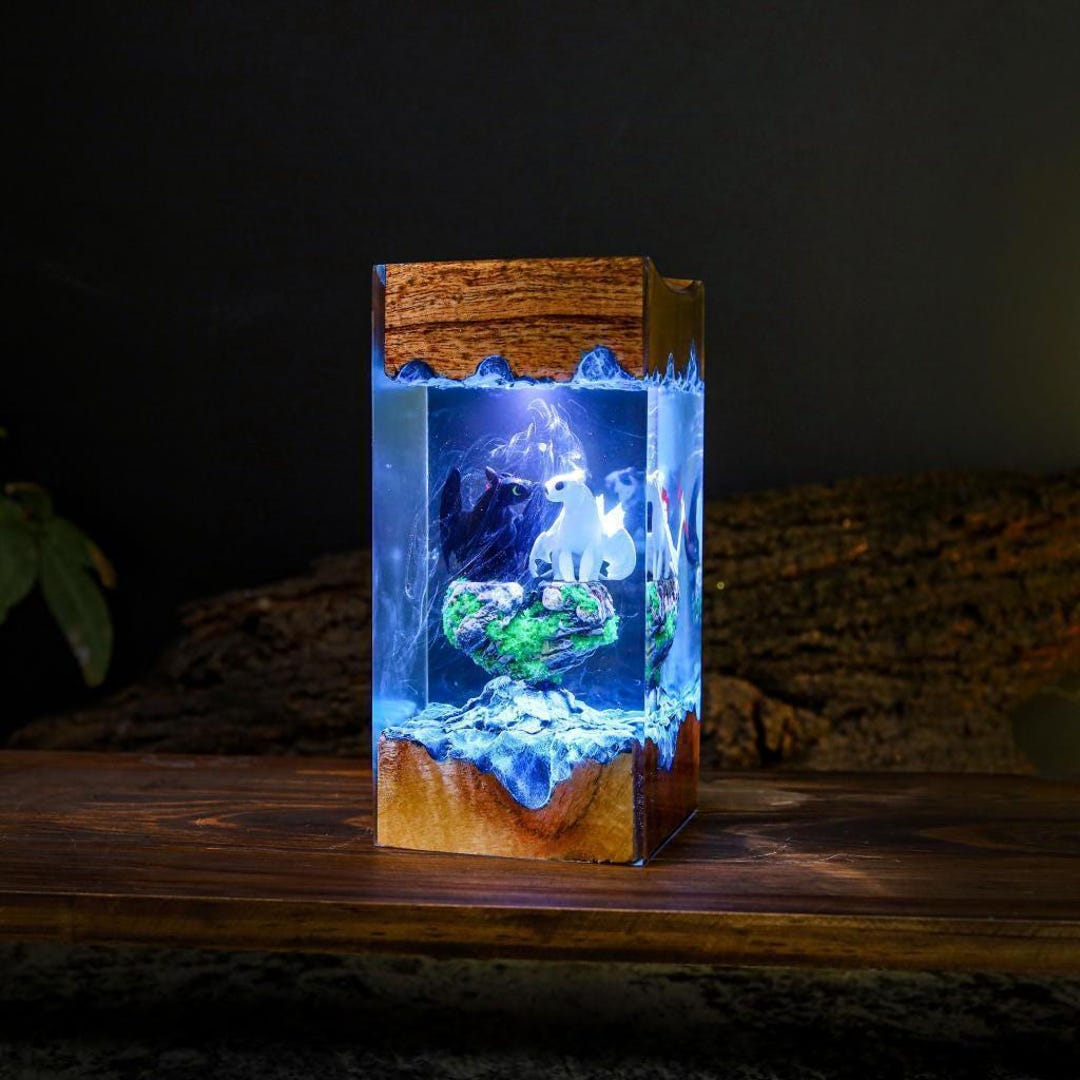 Toothless & Light Fury Lamp V4, HTTYD How to Train Your Dragon Resin ...