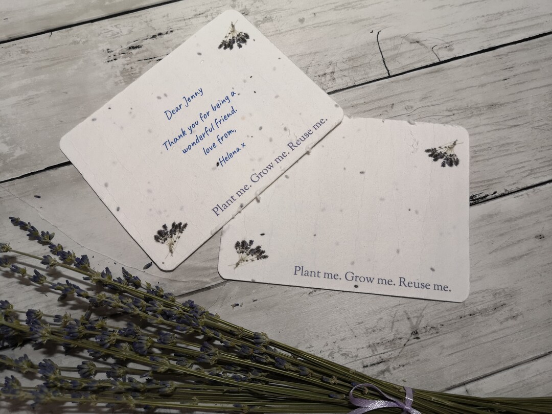 Lavender Seed Paper Note Cards: Plantable Eco-friendly Postcards - Etsy UK