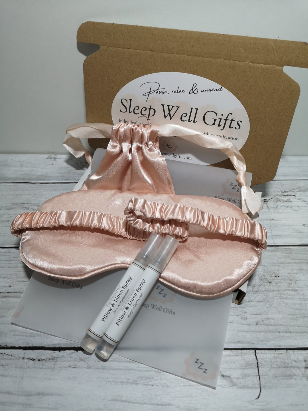 Satin Silk Sleep Mask Gift Set: Lavender Pillow Spray & Pouch - Etsy