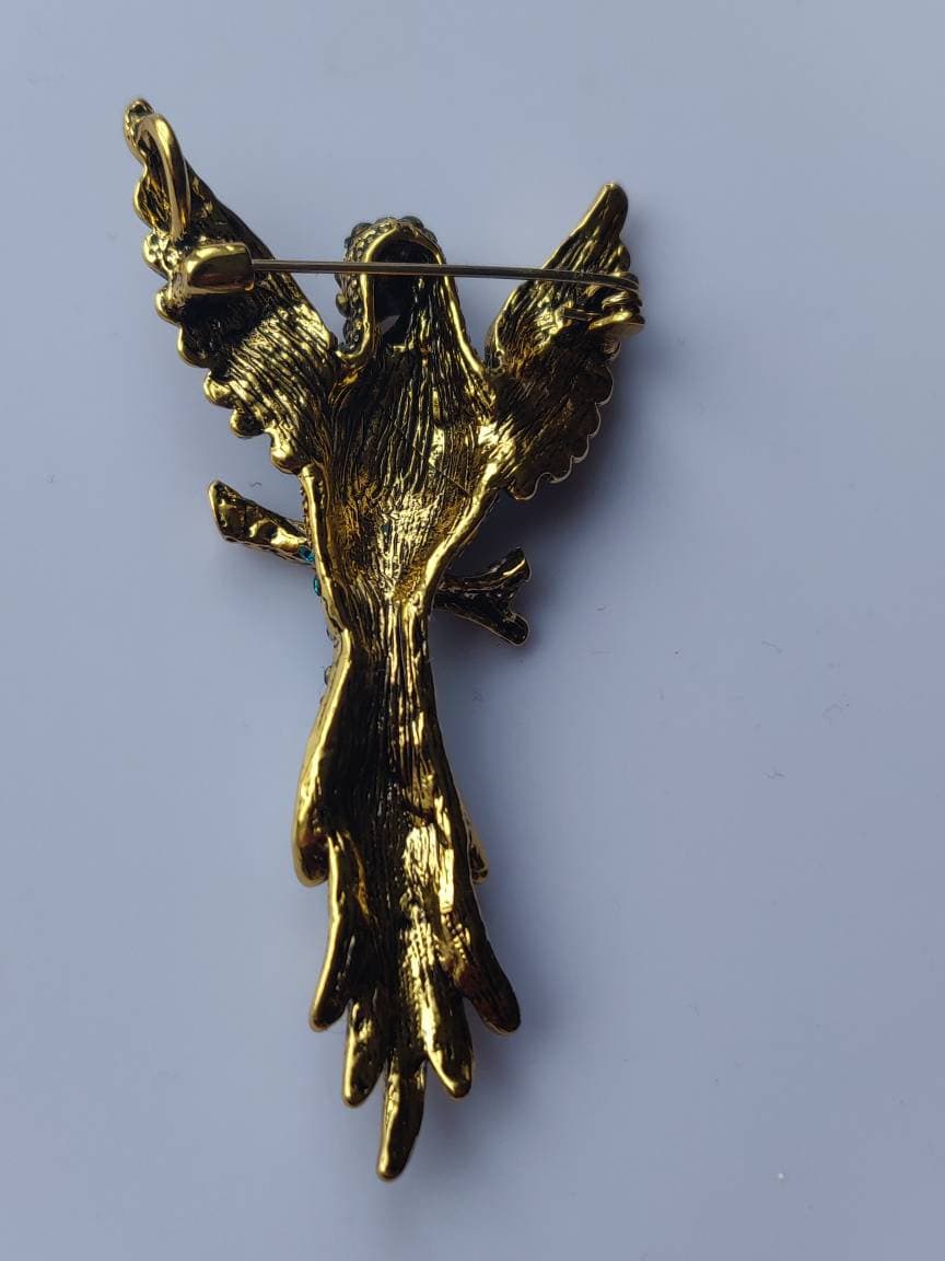 Bird Brooch Rhinestone Parrot Brooch Pin Vintage Style Bright - Etsy