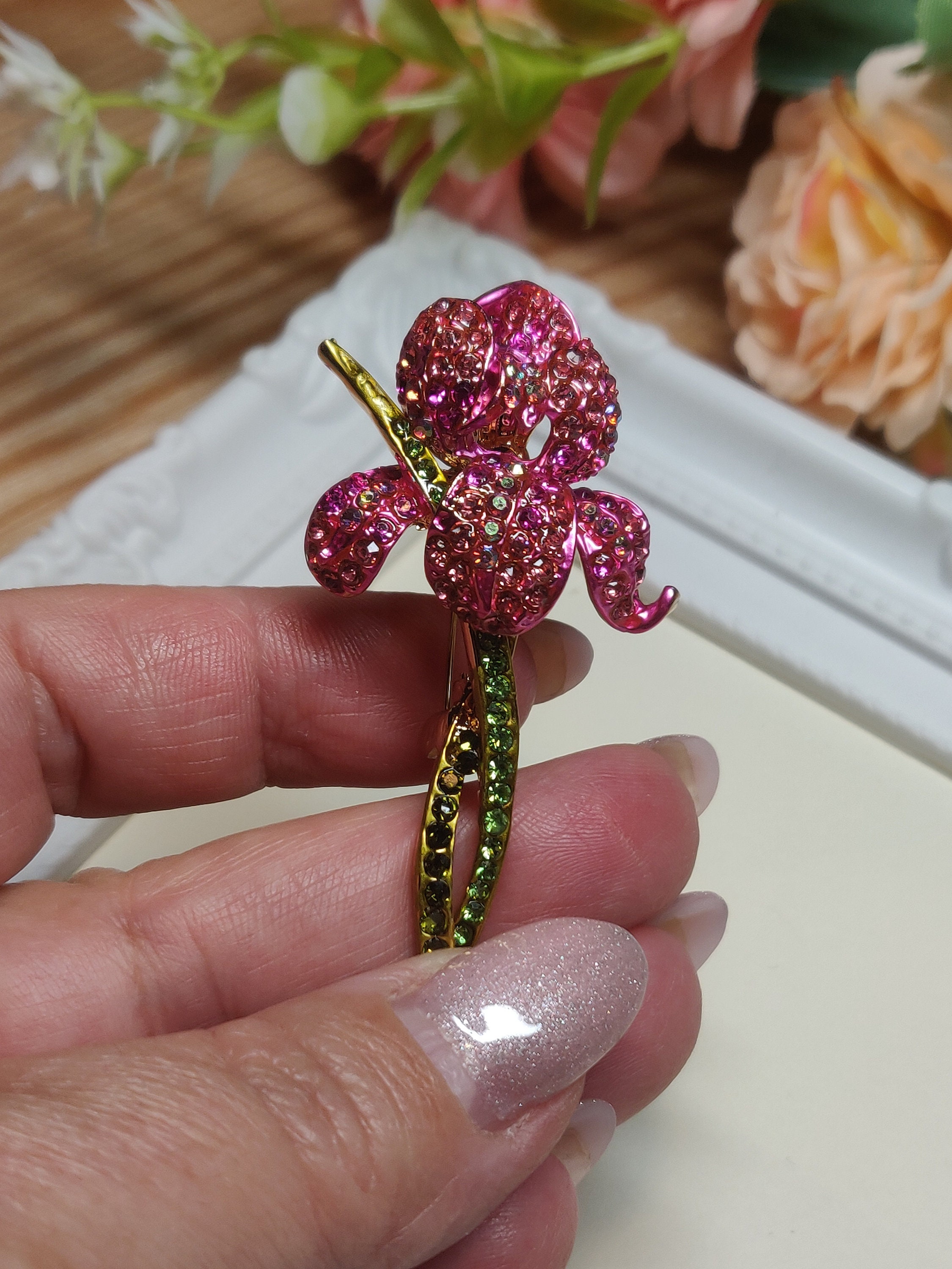 Iris Brooch Lapel Pin Flower Brooch Scharf Pin Gift for Mom - Etsy