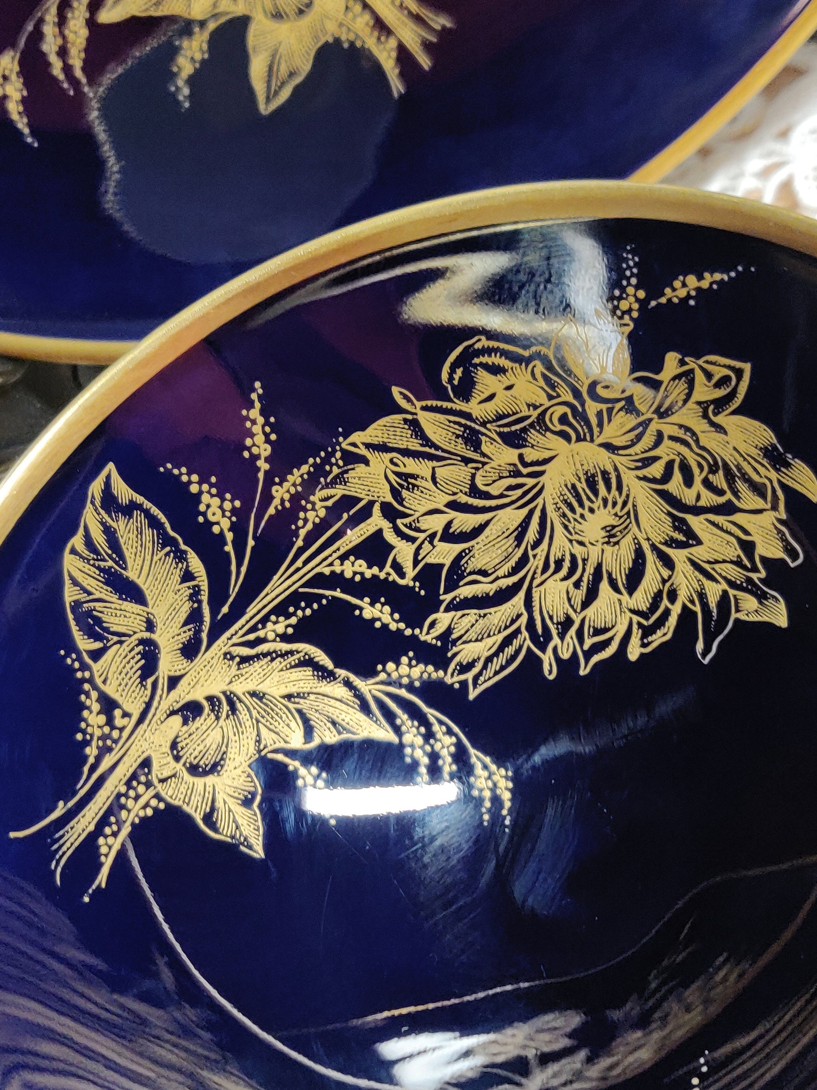 Vintage Tea Cup and Saucer Echt Kobalt Germany Porcelain Hutschenreuter ...