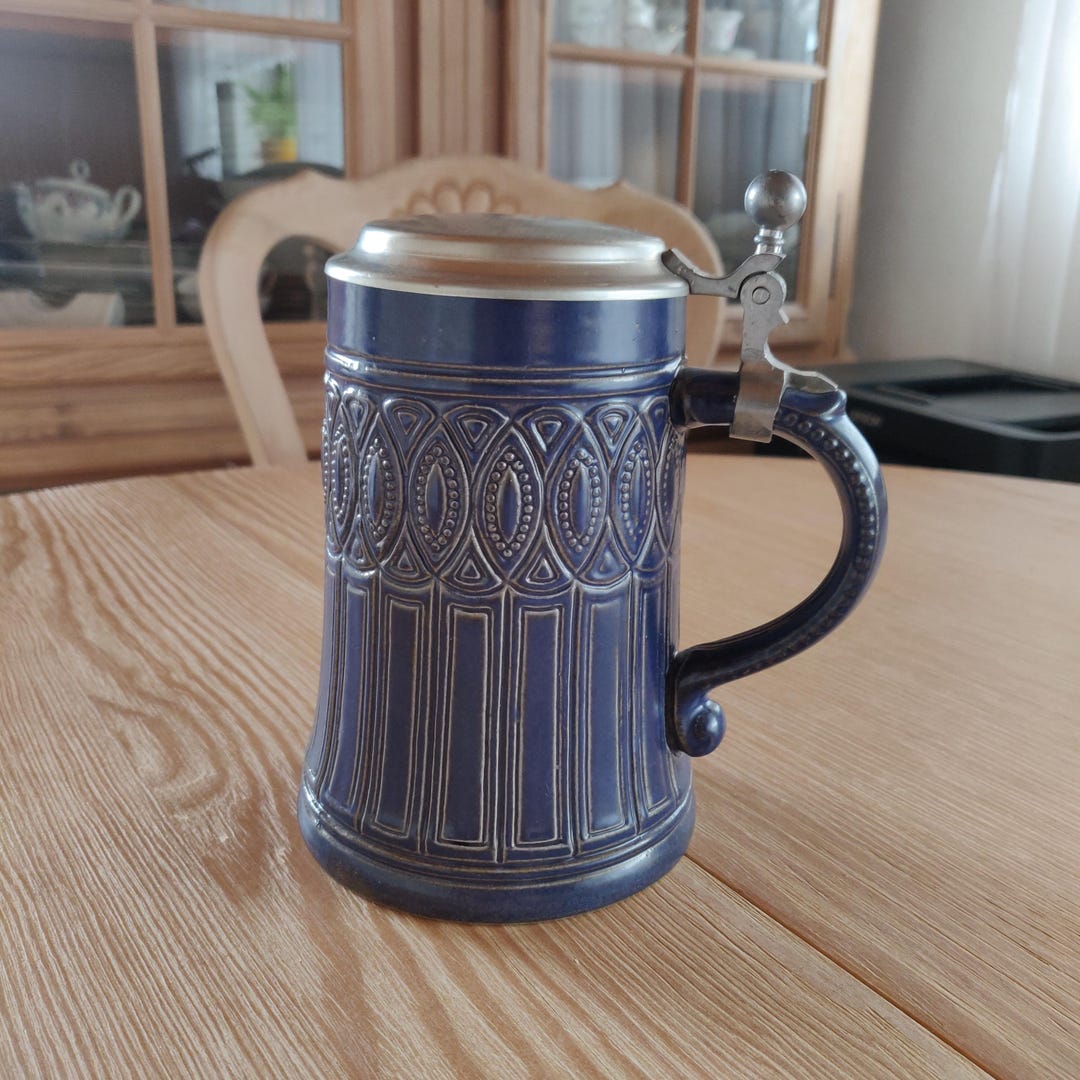 Gerz German Beer Stein With Lid Tankard Gift for Man Ceramic Beer Mug ...