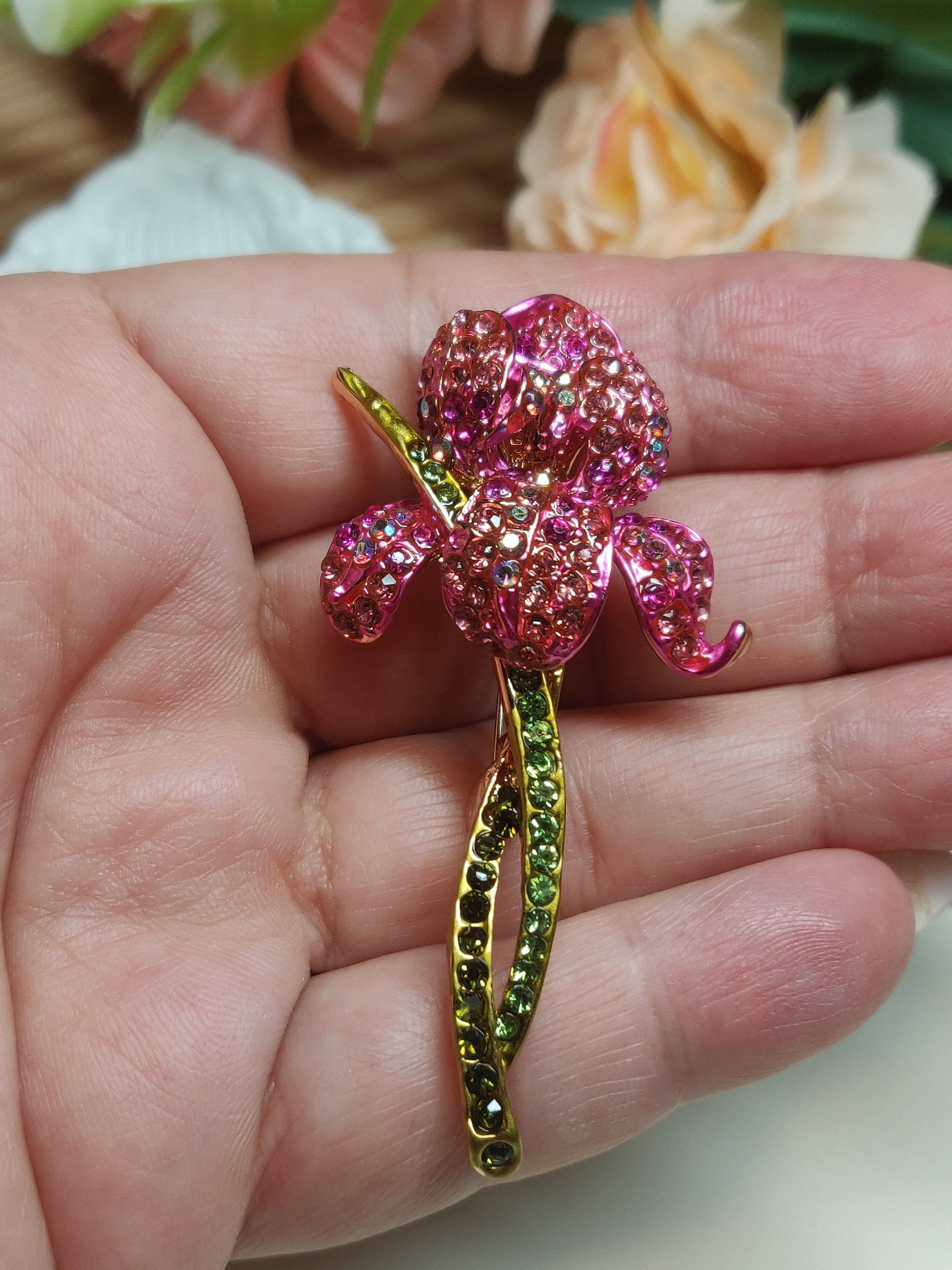 Iris Brooch Lapel Pin Flower Brooch Scharf Pin Gift for Mom - Etsy