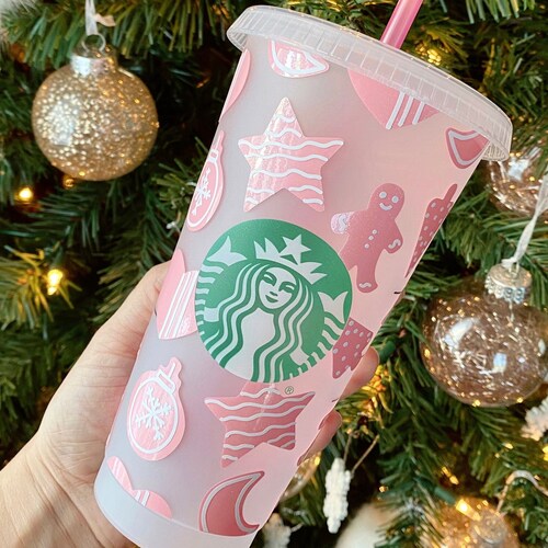 Pink Christmas Cold Cup Personalized Cute Gingerbread Mouse - Etsy