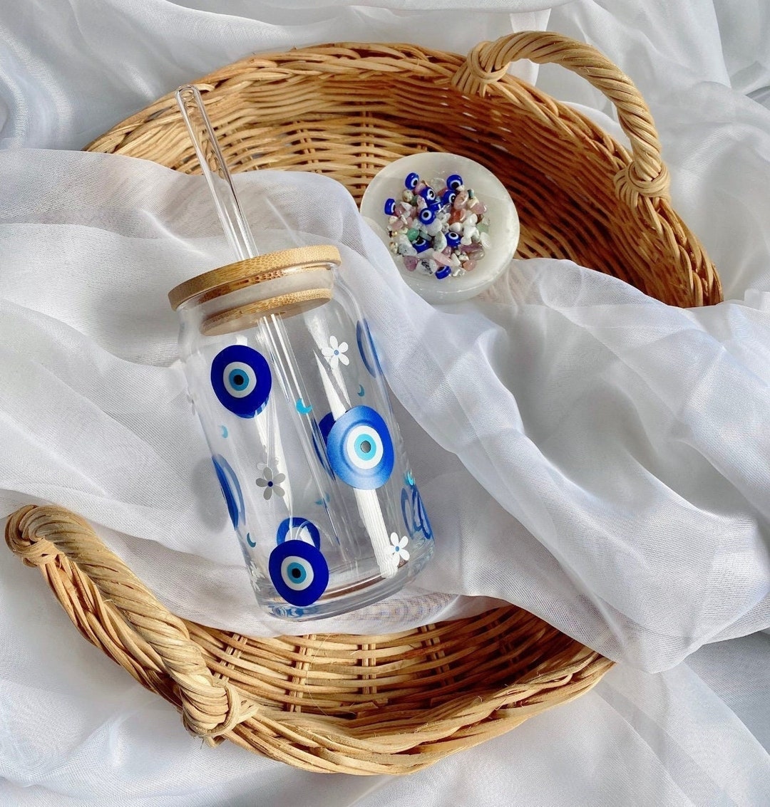 Evil Eye Beer Can Glass Turkish Eye Glass Cup 16oz Libbey - Etsy Canada