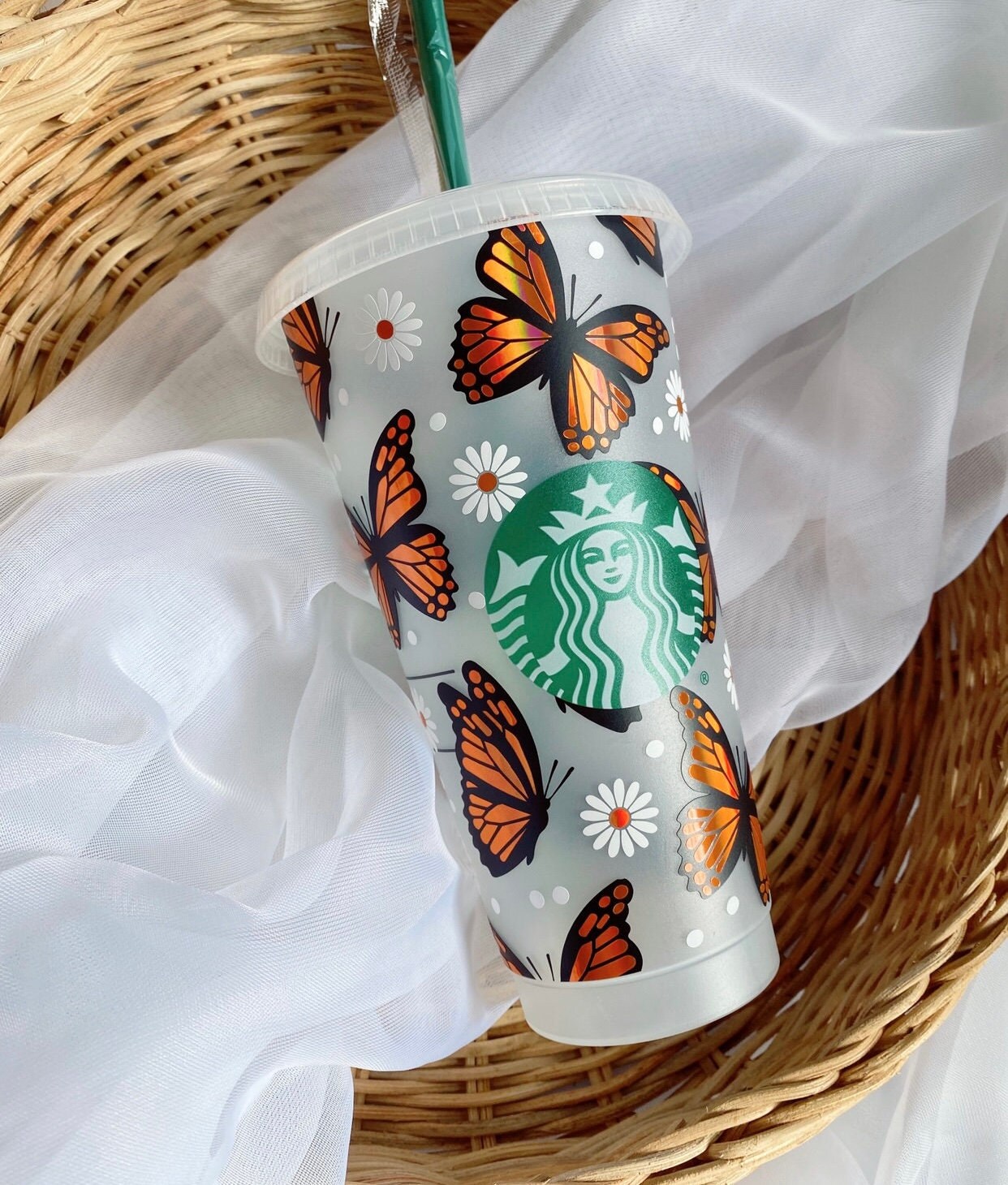Monarch Butterfly Cold Cup Personalized Orange Butterfly - Etsy