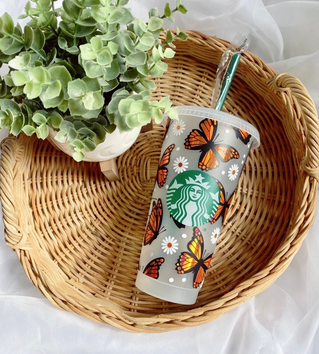 Monarch Butterfly Cold Cup Personalized Orange Butterfly - Etsy