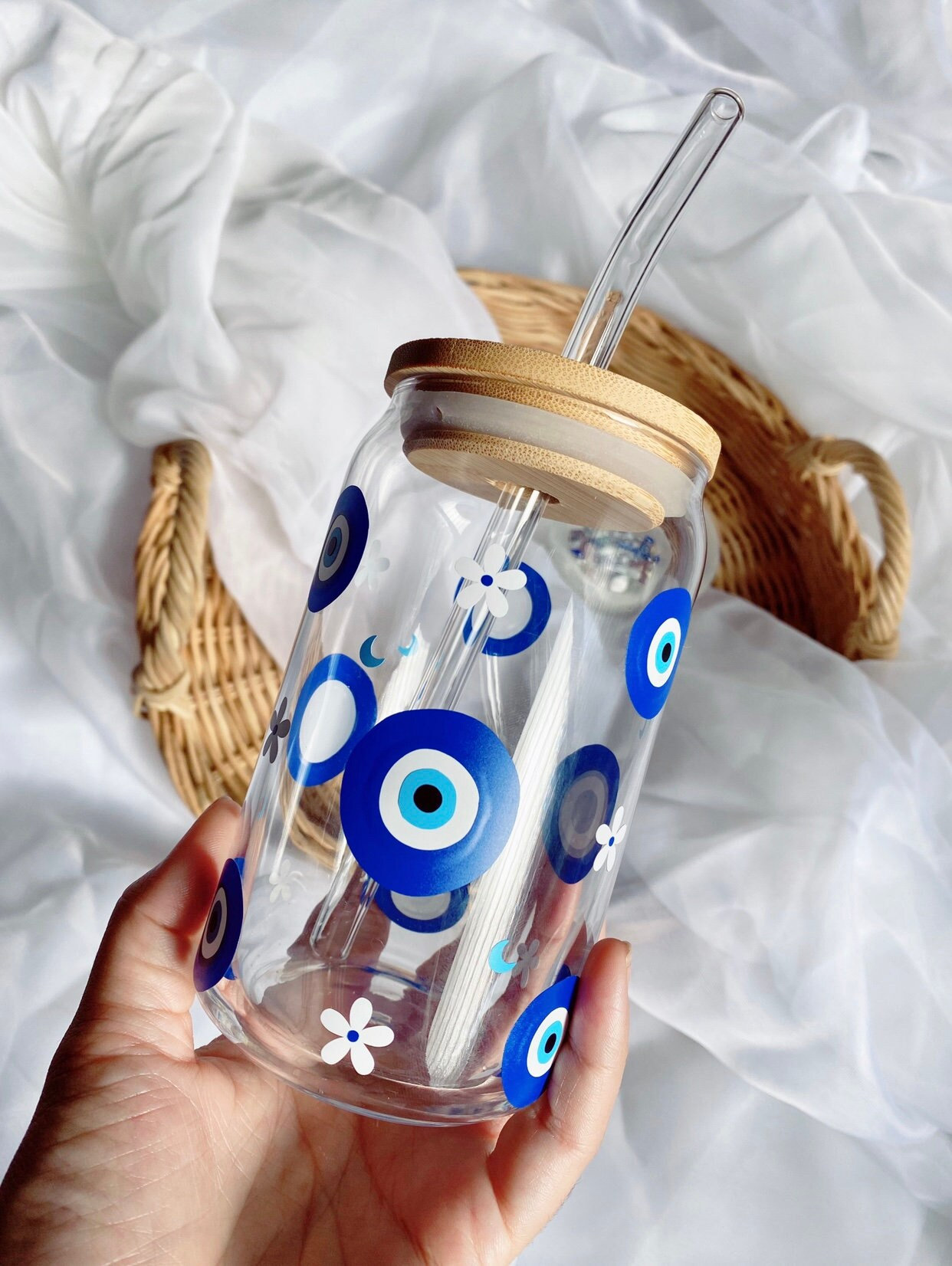 Evil Eye Beer Can Glass Turkish Eye Glass Cup 16oz Libbey - Etsy Canada