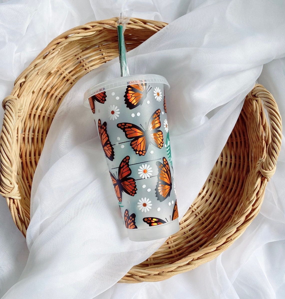 Monarch Butterfly Cold Cup Personalized Orange Butterfly - Etsy