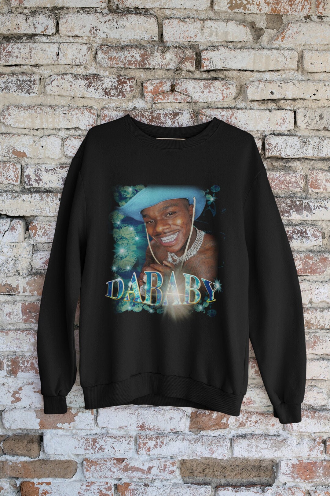 Dababy on Shiny Diamonds Background Sweatshirt, Graphic Essential ...