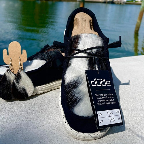 Mens hey Dude Shoes With Custom Cowhide and Buckstitch - Etsy