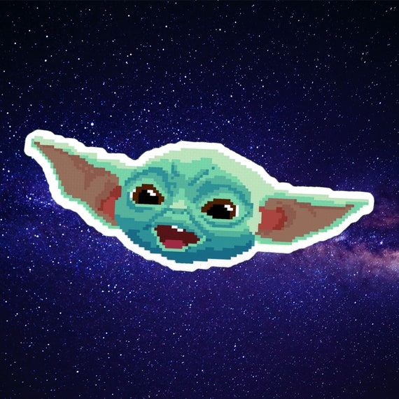 Baby Yoda Grogu Laugh Eco-friendly Pixel Sticker - Etsy
