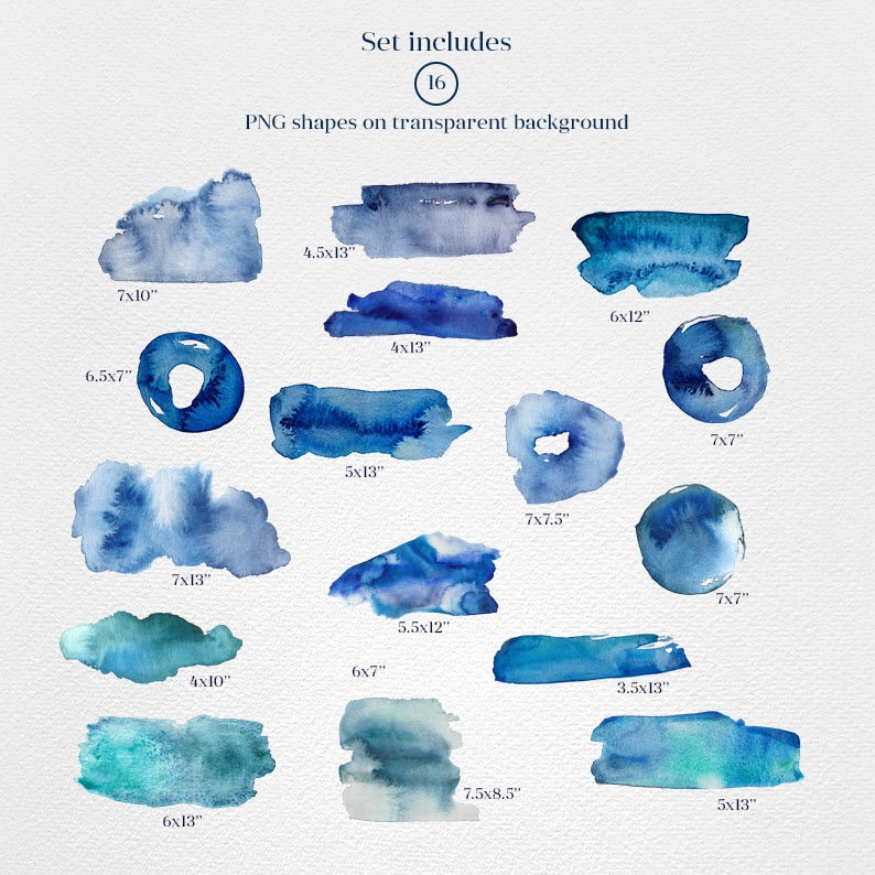 Watercolor Abstract Digital Splashes Clipart Png Bundle. Water Theme ...